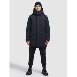 Wintermantel Khujo "CARL2", Herren, Gr. L, blau (dunkelblau), 100% Polyester, unifarben, loose fit ca. Mitte Oberschenkel, eingesetzt elastischer Bund mit Windstopper, Mäntel