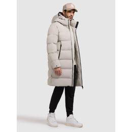 Steppmantel Khujo "CAIUS", Herren, Gr. L, grau (hellgrau), Web, 100% Nylon, unifarben, regular fit knielang, eingesetzt elastischer Bund mit Windstopper, Mäntel