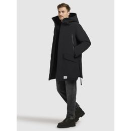 Wintermantel Khujo "LARC", Herren, Gr. L, schwarz, 85% Polyester, 15% Baumwolle, unifarben, regular fit ca. Mitte Oberschenkel, Mäntel