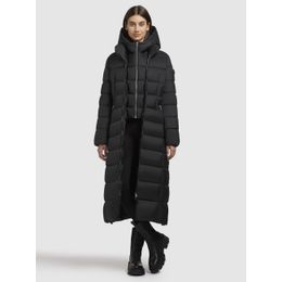Steppmantel Khujo "MALEE", Damen, Gr. S, schwarz, 100% Nylon, unifarben, regular fit wadenlang, eingesetzt gerader Abschluss mit Reißverschluss, Mäntel