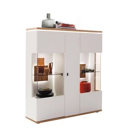 Pharao24.de Standvitrine Wohnzimmervitrine mit Glastüren in Soft White