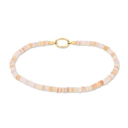 Fußkette Tamaris "Schmuck Geschenk Edelstahl Körperschmuck All About Beads", gold (gelbgoldfarben, weiß, beige, natur, weiß, beige, natur), Fußketten, Edelstahl, mit Naturstein
