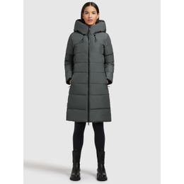 Steppmantel Khujo "JILIAS4", Damen, Gr. S, grau, Web, 100% Polyester, unifarben, regular fit knielang, eingesetzt elastischer Bund mit Windstopper, M&auml;ntel Steppmantel