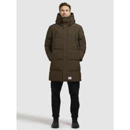 Steppmantel Khujo "MORSE2", Herren, Gr. L, grün (dunkeloliv), 100% Polyester, unifarben, loose fit ca. Mitte Oberschenkel, eingesetzt elastischer Bund, Mäntel