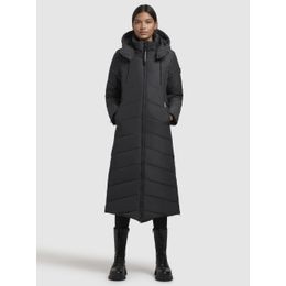 Steppmantel KHUJO "HURCE", Damen, Gr. M, dunkelgrau, 100% Polyester, unifarben, regular fit wadenlang, eingesetzt Rippbündchen mit Windstopper, Mäntel Steppmantel