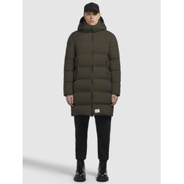 Steppmantel Khujo "CAIUS", Herren, Gr. L, grün (khaki), Web, 100% Nylon, unifarben, regular fit knielang, eingesetzt elastischer Bund mit Windstopper, Mäntel