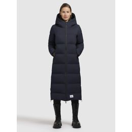 Steppmantel Khujo "LAREA3", Damen, Gr. XXL, dunkelblau, 100% Nylon, unifarben, regular fit wadenlang, eingesetzt elastischer Bund mit Windstopper, Mäntel