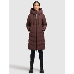 Steppmantel Khujo "MIKIA", Damen, Gr. S, rot (weinrot), 100% Polyester, unifarben, regular fit knielang, eingesetzt elastischer Bund mit Windstopper, Mäntel