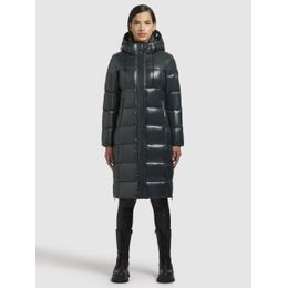 Steppmantel Khujo "SHANE2", Damen, Gr. S, gr&uuml;n (dunkelgr&uuml;n), 100% Nylon, gl&auml;nzend, regular fit knielang, eingesetzt elastischer Bund mit Windstopper, M&auml;ntel Steppmantel