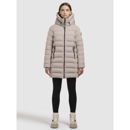 Steppjacke Khujo "NEKAR", Damen, Gr. S, beige (hellbeige), 100% Polyester, unifarben, regular fit ca. Mitte Oberschenkel, Jacken Steppjacke