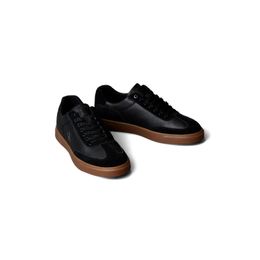 Sneaker Calvin Klein "LOW PRO CUPS LTH MIX MG", Damen, Gr. 37, schwarz, Leder, Lederimitat, unifarben, Schuhe, Retrosneaker, Schnürschuh, Freizeitschuh mit seitlichem CK-Logo