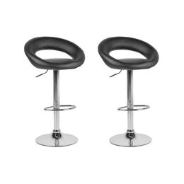 Beliani 2-tlg Drehhocker PEORIA in Schwarz/Silber | Gr.: onesize