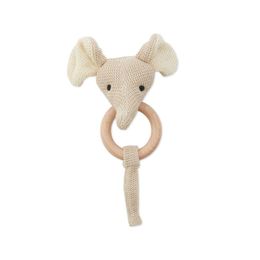 Bieco Spielwaren Greifling Holz Natur und Baumwolle gehäkelt Rassel - ab GeburtElefant in Beige | Gr.: onesize