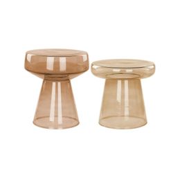 Beliani 2er-Set Beistelltisch LAGUNA/CALDERA in Braun | Gr.: onesize
