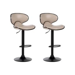 Beliani 2-tlg Drehhocker CONWAY in Beige/Schwarz | Gr.: onesize