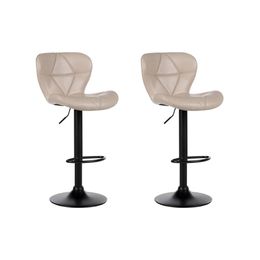 Beliani 2-tlg Drehhocker VALETTA in Beige/Schwarz | Gr.: onesize
