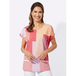 Sieh an! Rundhalsshirt in grapefruit-flieder-bedruckt | Gr.: 40