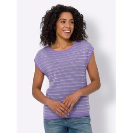 Sieh an! Ajour-Pullover in lavendel-wei&szlig;-gemustert | Gr.: 54