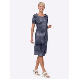 Sieh an! Kleid in marine-wei&szlig;-getupft | Gr.: 44