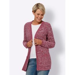 Sieh an! Long-Strickjacke in bordeaux-ecru-meliert | Gr.: 42