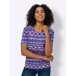 Sieh an! Kurzarm-Shirt in aqua-fuchsia-bedruckt | Gr.: 44