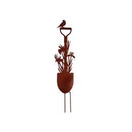 UNUS Gartenstecker Spaten mit Blumen Rostoptik in Braun | Gr.: onesize