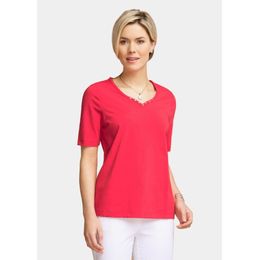 GOLDNER Halbarm Basic-Shirt aus Baumwolle in rot | Gr.: 38