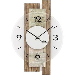 AMS Wanduhr »W9543« Quarzuhr, Holz, Wohnzimmer, Esszimmer, Küche, Arbeitszimmer, Büro, Flur transparent-braun Stilvolle Wanduhr