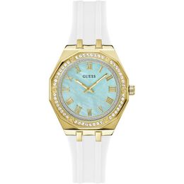 Guess Damen Quarzuhr &raquo;DESIRE&laquo; Armbanduhr, Damenuhr, Silikonarmband wei&szlig;
