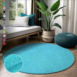 Sanat Hochflor-Teppich &raquo;LOCA&laquo; rund 30 mm H&ouml;he Wohnzimmer, Langflor, Shaggy, Schlafzimmer aquablau Obermaterial: 100% Polypropylen &Oslash; 120 cm 1 Stk.