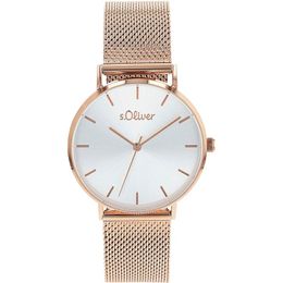 s.Oliver Quarzuhr Armbanduhr, Damenuhr, analog, Edelstahlarmband ros&eacute;goldfarben Klassisch sch&ouml;ne Damenarmbanduhr