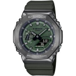 Casio G-SHOCK Chronograph Quarzuhr, Armbanduhr, Herrenuhr, digital, bis 20 bar wasserd.Resinarmband olivgrün-anthrazit Modischer Herrenchronograph