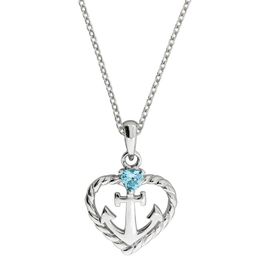 Firetti Kette mit Anhänger »Schmuck Geschenk Silber 925 Halsschmuck Halskette Ankerkette Herz« mit Zirkonia (synth.) silberfarben-blau Topmoderne...