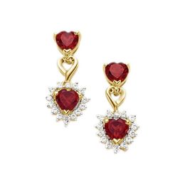 Firetti Paar Ohrstecker »Schmuck Geschenk Gold 333 Ohrschmuck Farbstein Edelstein« mit Granat, Zirkonia (synth.) gelbgoldfarben-rot + rot-weiß...