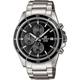 CASIO EDIFICE Chronograph Quarzuhr, Armbanduhr, Herrenuhr, bis 10 bar wasserdicht, Edelstahlarmband silberfarben-schwarz Angesagte Armbanduhr für...