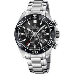 Festina Chronograph »Keramik Kollektion« Armbanduhr, Quarz, Herren, Stoppfunktion, Keramiklünette, Swiss Made silberfarben-schwarz Imposanter...