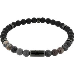 JOOP! Armband »2038991« mit Achat, Hypersthen gunfarben-schwarz + schwarz 19 cm Herren Beads-Armkette von JOOP!