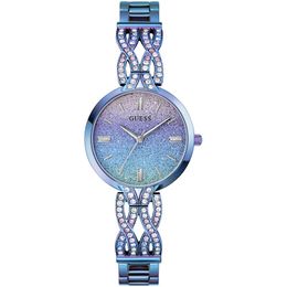 Guess Damen Quarzuhr &raquo;CORAL&laquo; Armbanduhr, Damenuhr, Edelstahlarmband blau