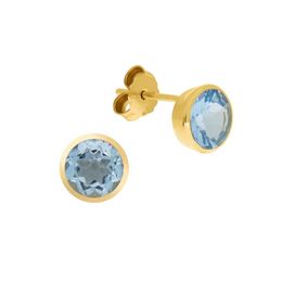 Diamonds by Ellen K. FASCINATION BY ELLEN K. Paar Ohrstecker &raquo;Gold 585 mit echtem Blautopas (beh.) 7mm&laquo; gelb + hellblau one-size Klassische Damen-Ohrringe aus echtem...