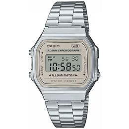 CASIO VINTAGE Chronograph Quarzuhr, Armbanduhr, Damenuhr, Herrenuhr, Digitaluhr, Edelstahlarmband taupe-silberfarben Formschöner Chronograph für...
