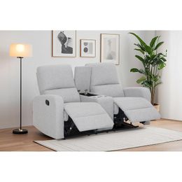Home Affaire 2-Sitzer »TOURNAY, 2er-Kinosofa, Liegesofa, TV-Sessel, Multimedia-Sofa« mit manueller Relaxfunktion, Getränkehalter, Staufach hellgrau