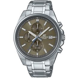 CASIO EDIFICE Chronograph Quarzuhr, Armbanduhr, Herrenuhr, Edelstahlarmband, bis 10bar wasserdicht braun-silberfarben Mondäner Chronograph für Herren