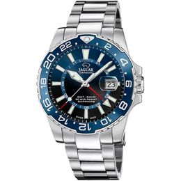 Jaguar Quarzuhr »Executive Ceramic GMT« Armbanduhr, Herrenuhr, Saphirglas, Swiss Made, bis 20 bar wasserdicht silberfarben-blau Geschmackvolle...