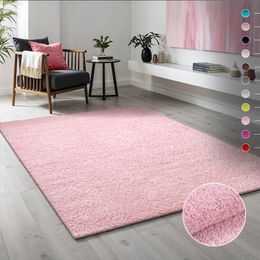 Sanat Hochflor-L&auml;ufer &raquo;LOCA&laquo; rechteckig 30 mm H&ouml;he Wohnzimmer, Langflor, Shaggy, Schlafzimmer rosa Kunstfaser
