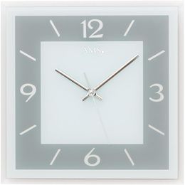 AMS Wanduhr »W9573« Quarzuhr, Glas, Wohnzimmer, Esszimmer, Küche, Arbeitszimmer, Büro, Flur silberfarben Wanduhr in moderner Optik