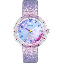 s.Oliver Quarzuhr Armbanduhr, Kinderuhr, M&auml;dchen, Geschenkidee, Geburtstag, Schulanfang lila Bezaubernde Kinderarmbanduhr