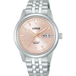 Lorus Automatikuhr Armbanduhr, Damenuhr, Mechanische Uhr, Edelstahlarmband, analog, Tag silberfarben-rosé Zeitlos schöne Automatikuhr für Damen