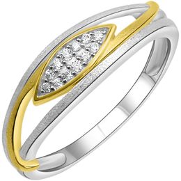Firetti Silberring »Schmuck Geschenk Silber 925 Fingerring Ring bicolor« mit Zirkonia (synth.) silberfarben-gelbgoldfarben-kristallweiß 54...