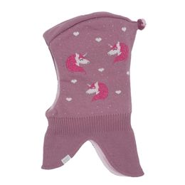 MaxiMo Jungen MaxiMo Schlupfm&uuml;tze Baumwolle, gef&uuml;ttert, im Einhorn-Design, verl&auml;ngertes Halsteil rosa