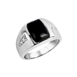 Firetti Fingerring »Schmuck Geschenk Silber 925 Silberring Siegelring« mit Achat, Zirkonia (synth.) silberfarben-schwarz-kristallweiß 21 Eleganter...